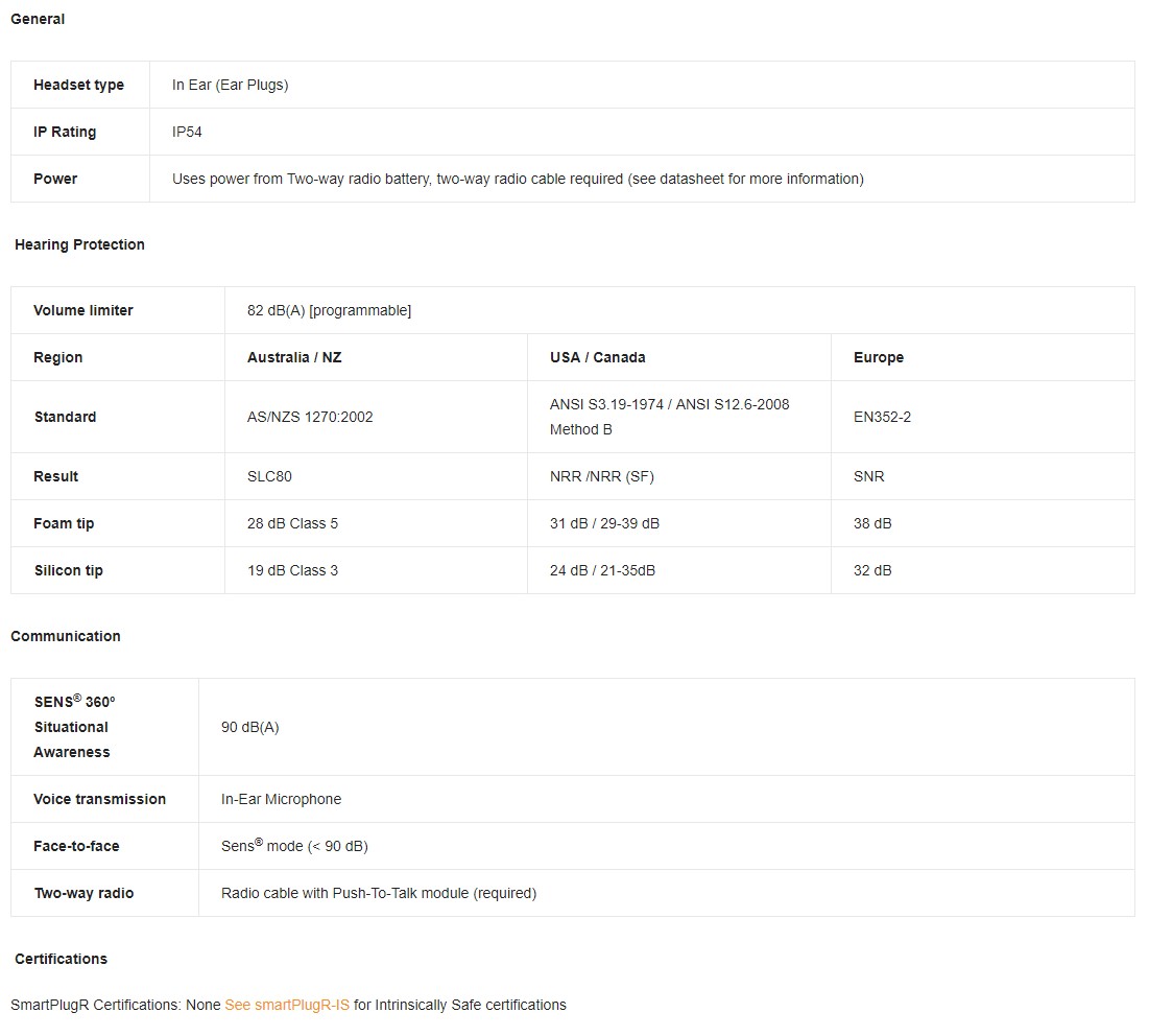 SmartPlug R No Battery Two-way Radio Ear Plug | Sensear